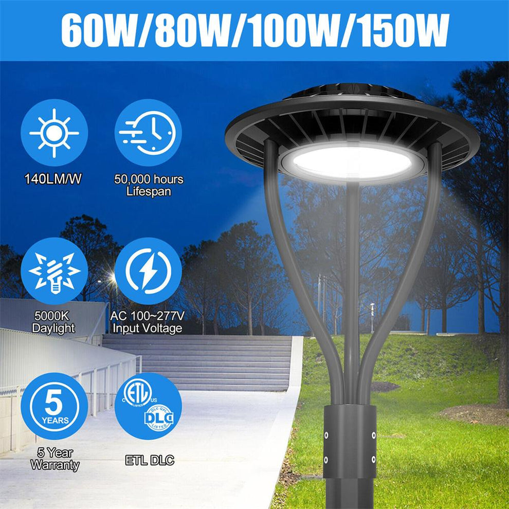 60W 80W 100W 150W 5000K LED Circular Area Post top Light with Photocell ...