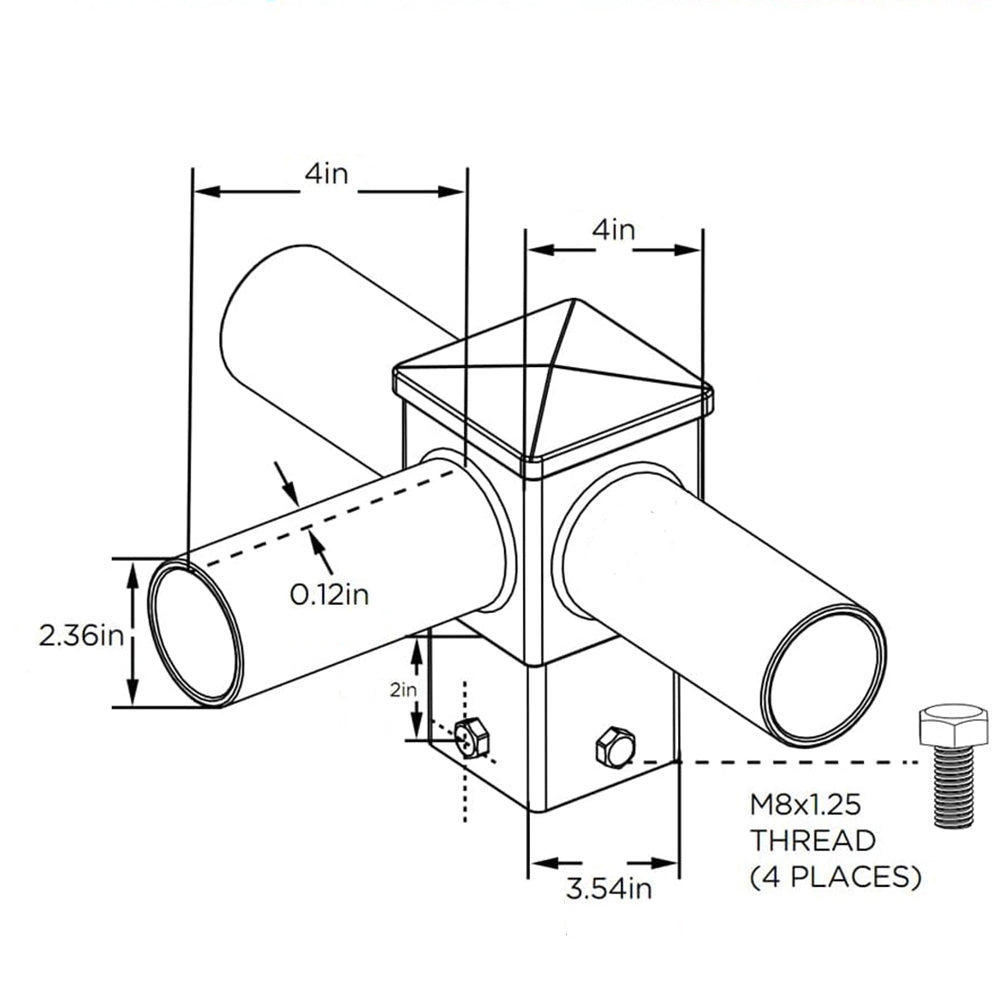 Triple Tenon Adaptor For 4 Inch Square Poles With 3 Horizontal Tenons ...