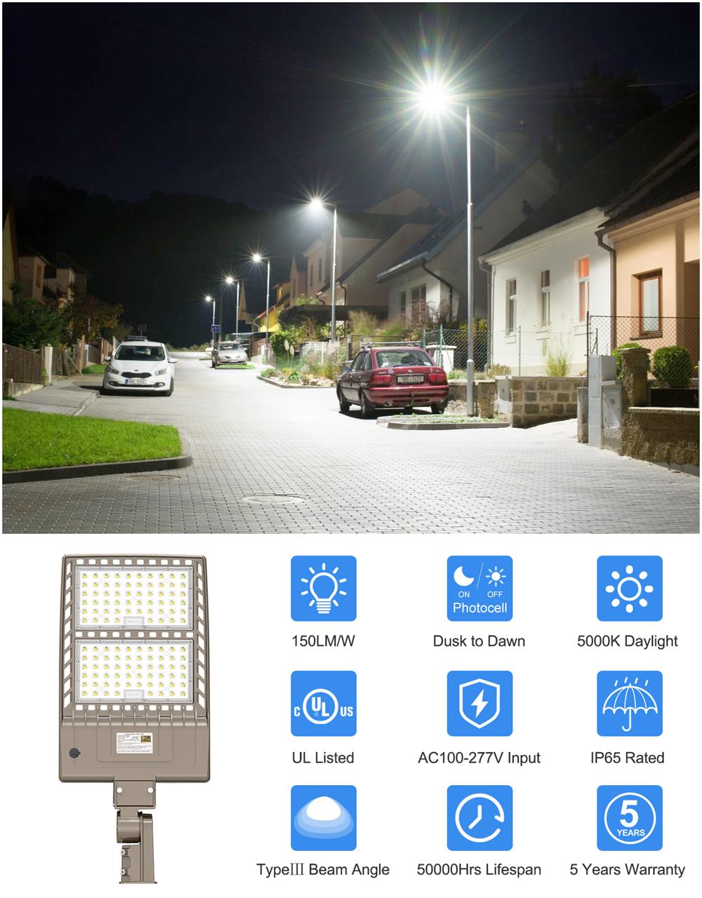 320W 400W LED Pole Light with Photocell 1-10V Dim 5000K Waterproof ...