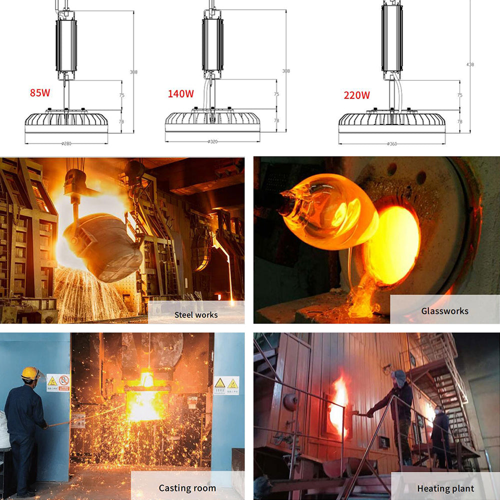 High Temperature High Bay LED Light 85W 140W 220W 160LM/W -40-167°F ...