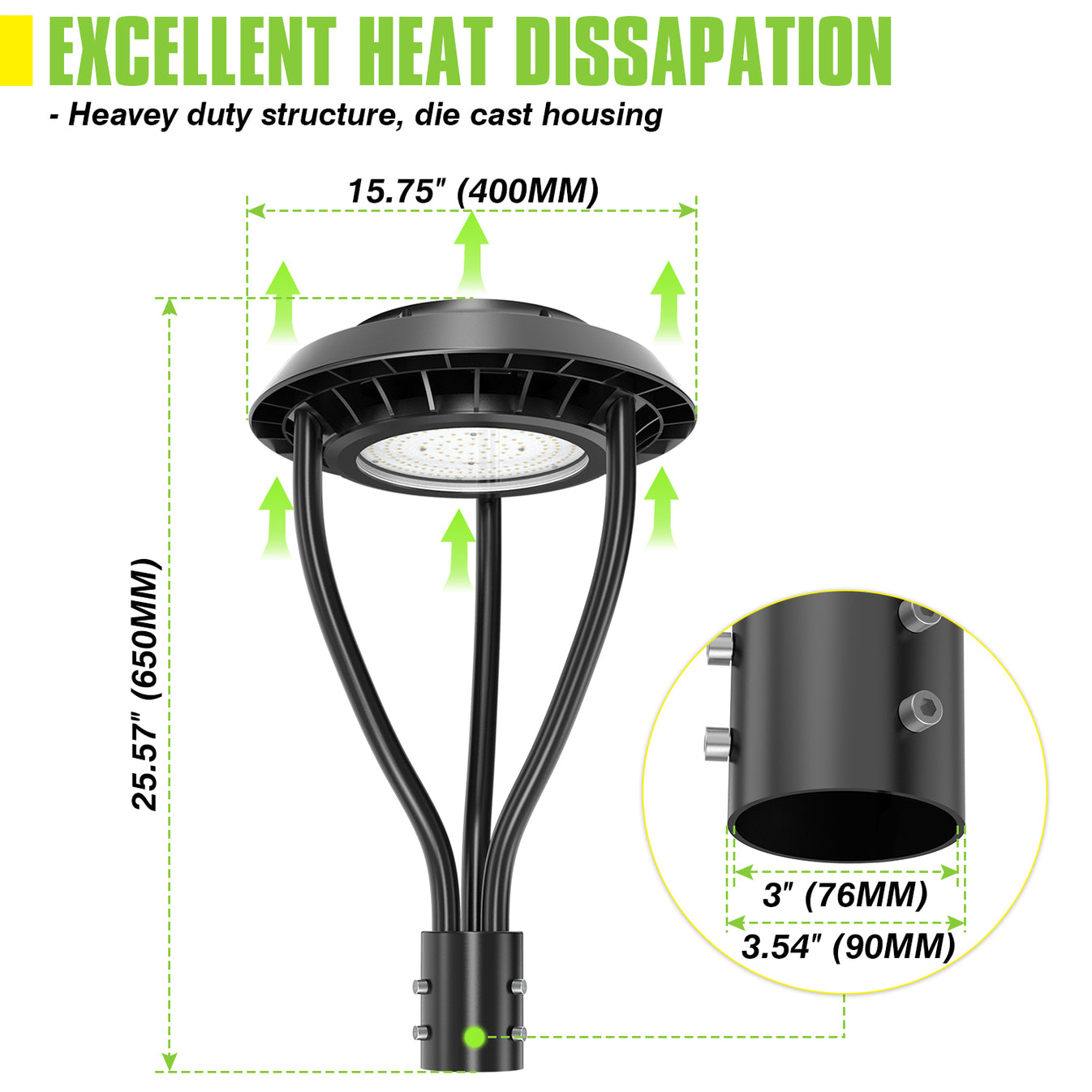 LED Circular Post top Light with Photocell 60W 80W 100W 150W 3CCT ...