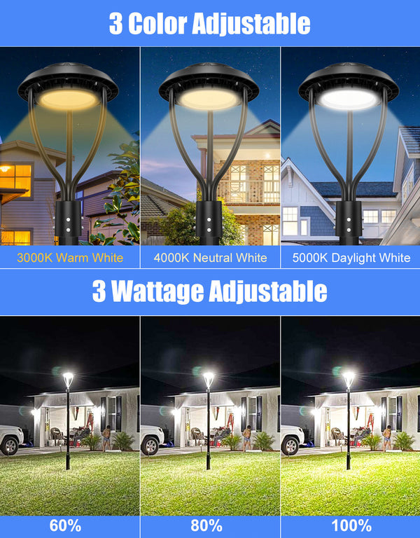 LED Circular Post top Light with Photocell 60W 80W 100W 150W 3CCT ...