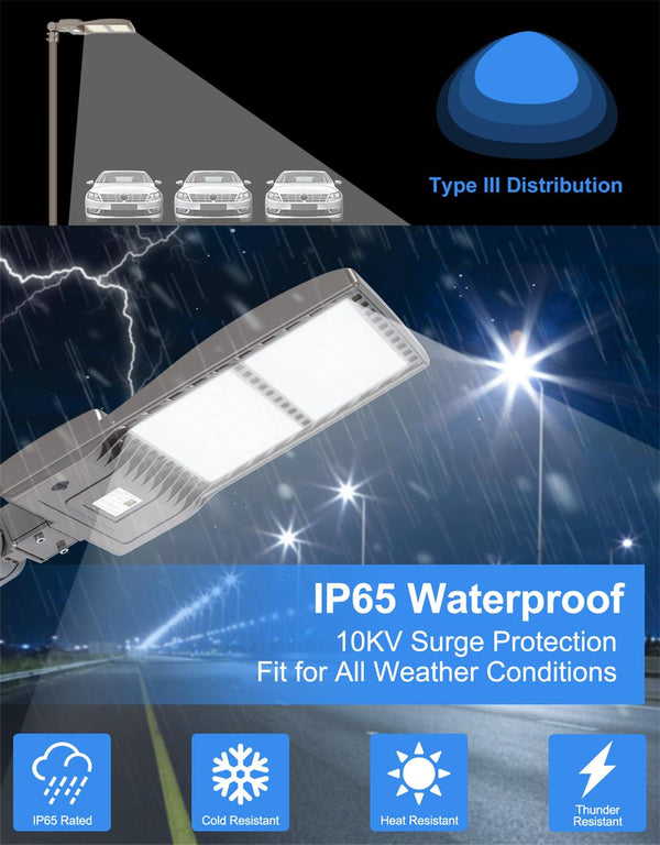 320W 400W LED Pole Light with Photocell 1-10V Dim 5000K Waterproof ...