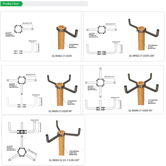 Steel Wrap Around Brackets for 7-10 inch Wood or Concrete Poles ...