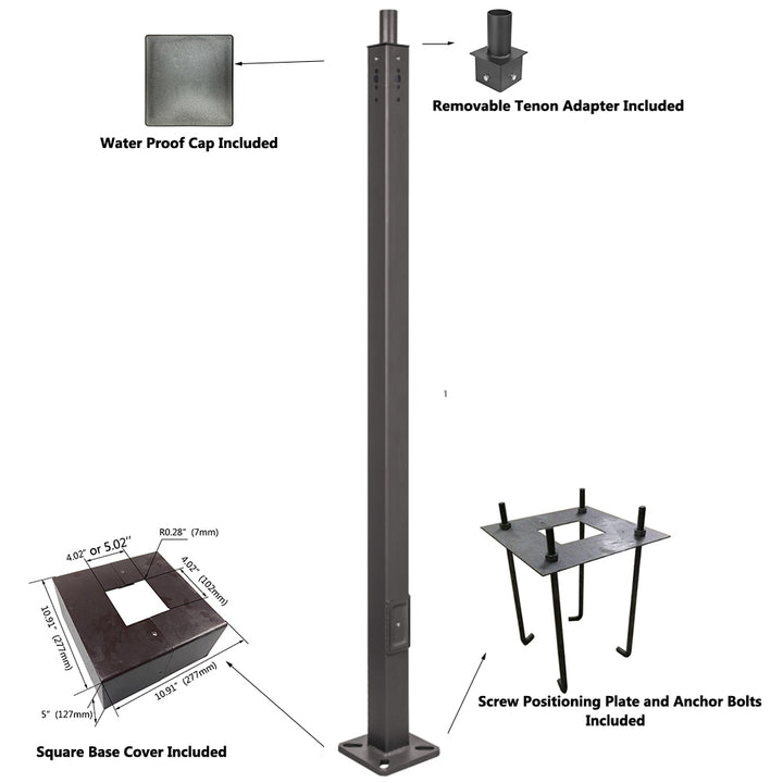 Heavy Duty Straight Steel Light Pole for LED Parking Lot Area Lights ...