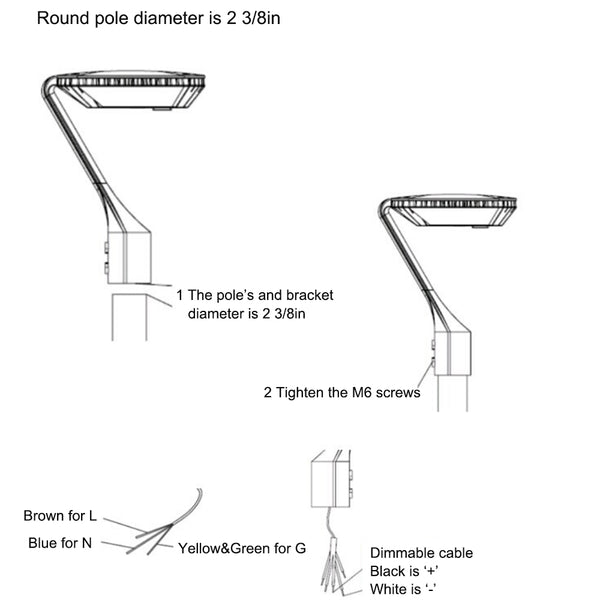 LED Gooseneck Post Top Light Fixture 35W 50W 100W 5000K Daylight IP65 ...