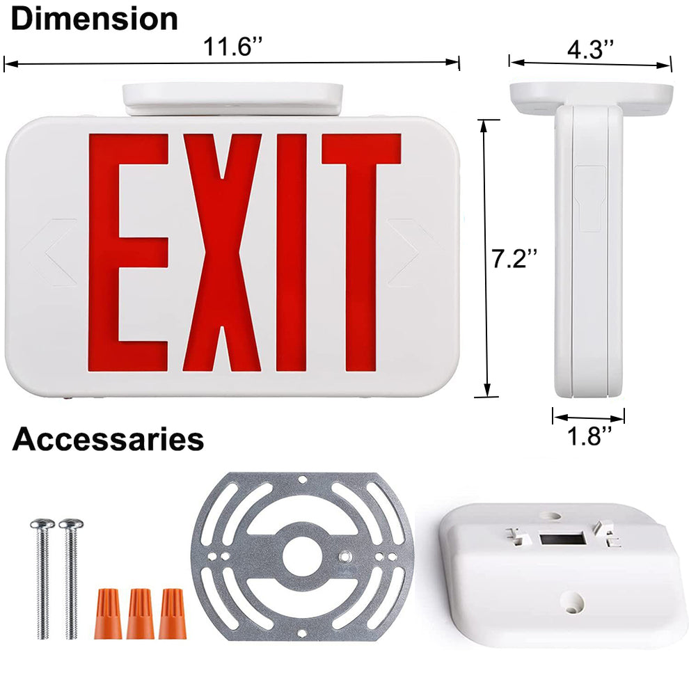 LED Exit Sign with 90min Battery Backup, Double Face, AC 120/277V ...