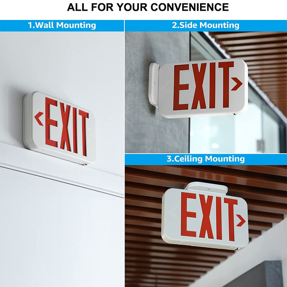 LED Exit Sign with 90min Battery Backup, Double Face, AC 120/277V ...